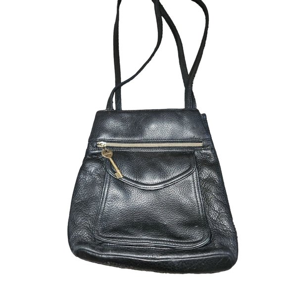 Fossil | Bags | Vintage Fossil Purse Black Leather Pebbled Shoulder Bag ...